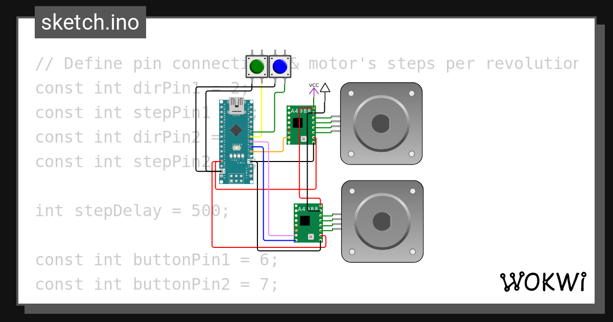 Nema17 Control With Button Wokwi Esp32 Stm32 Arduino Simulator