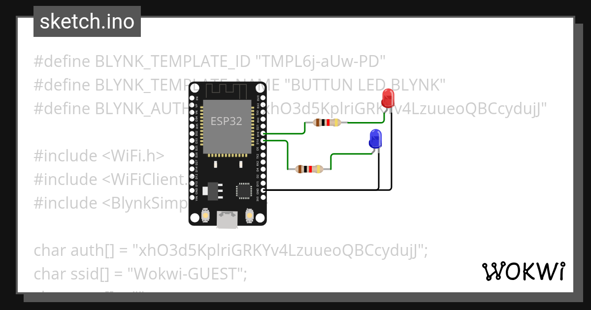 led Blynk - Wokwi ESP32, STM32, Arduino Simulator
