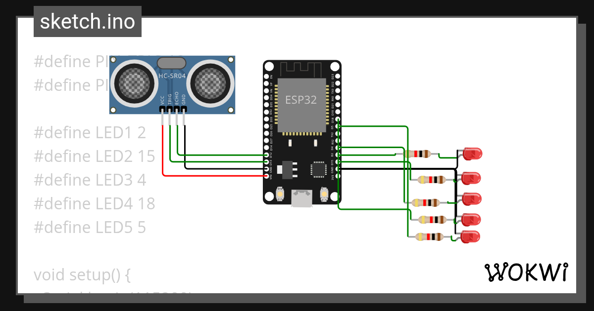 sensor de ré - Wokwi ESP32, STM32, Arduino Simulator