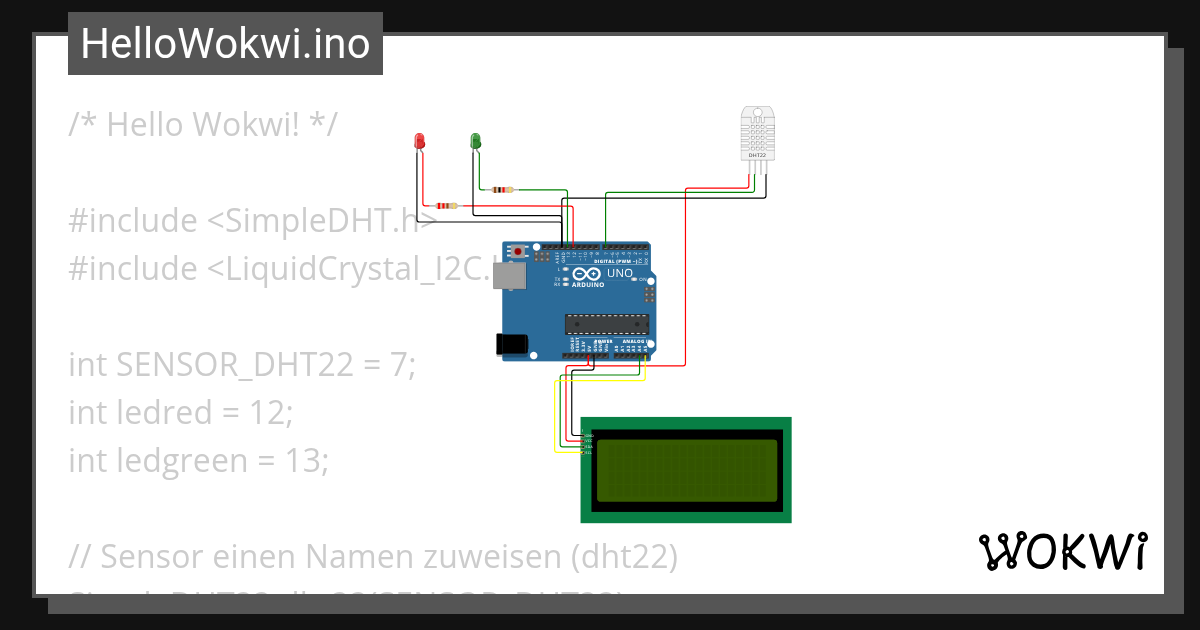 DHT22 und LCD - Wokwi ESP32, STM32, Arduino Simulator