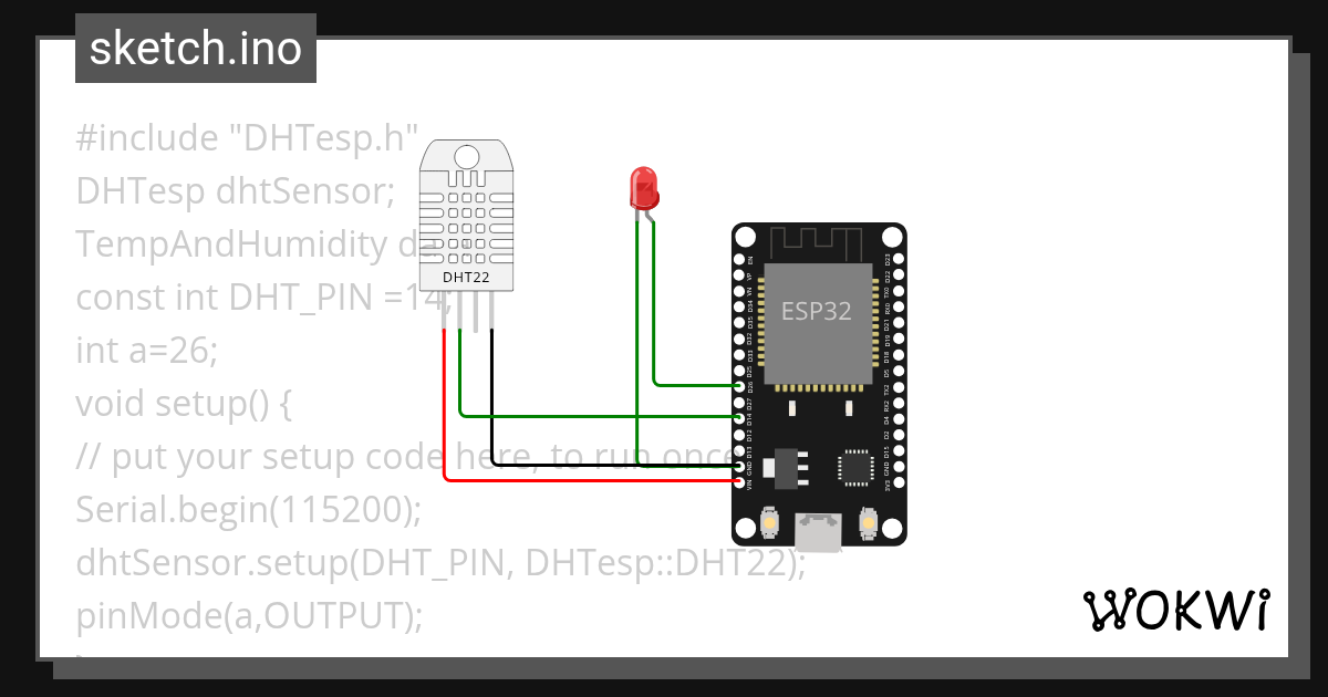 DHT sensor data reading - Wokwi ESP32, STM32, Arduino Simulator