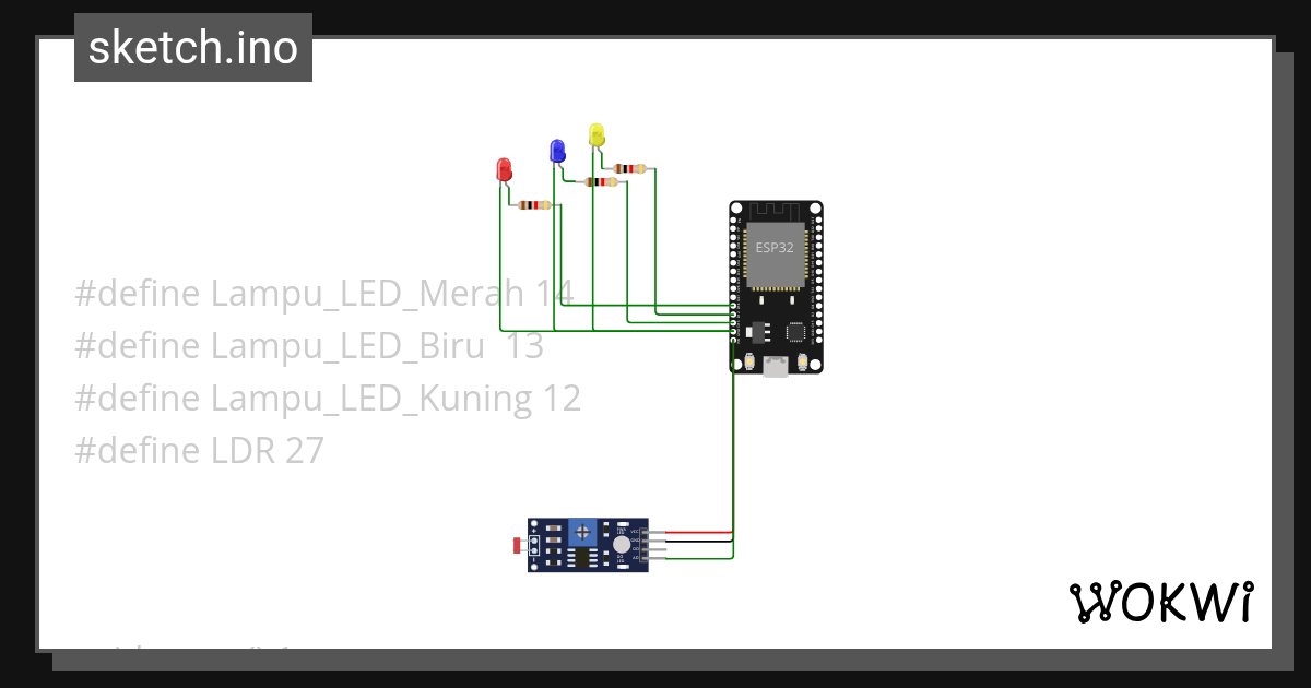 TUGAS LED LDR - Raras Maudy Pratiwi - 202010370311198 - Wokwi ESP32, STM32, Arduino Simulator