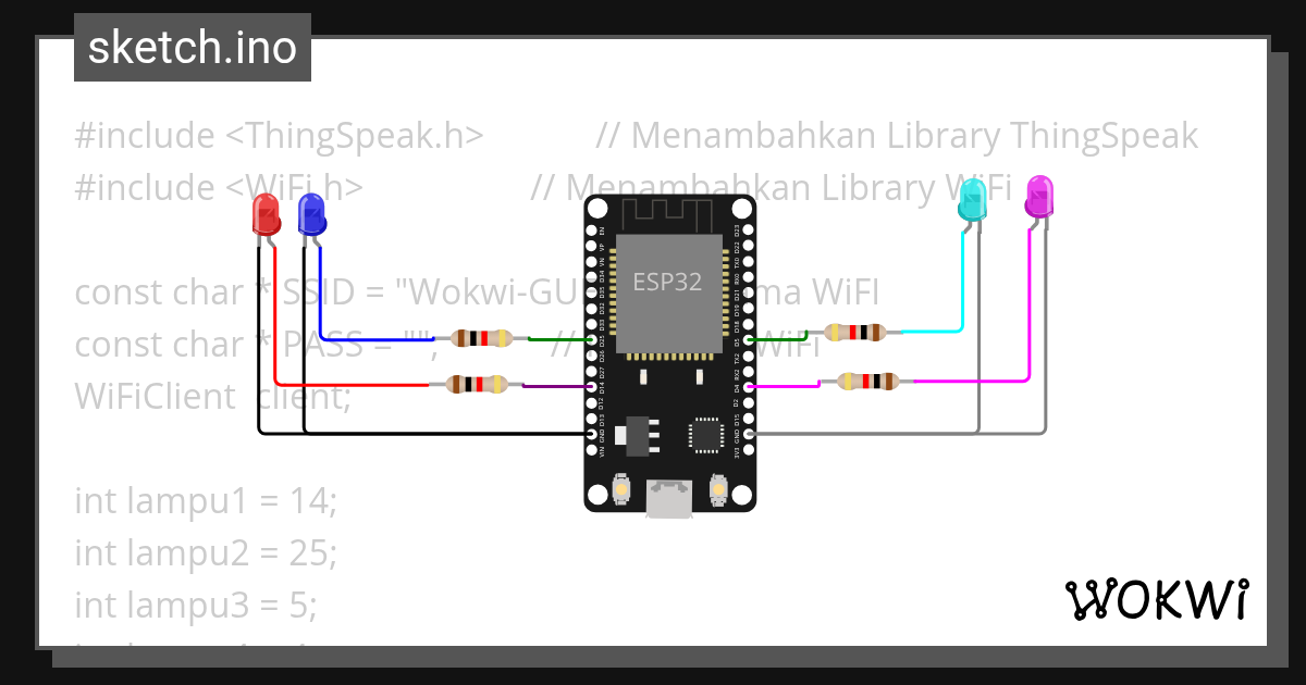 PRKTK 2 MIKRO 4 LED - Wokwi ESP32, STM32, Arduino Simulator