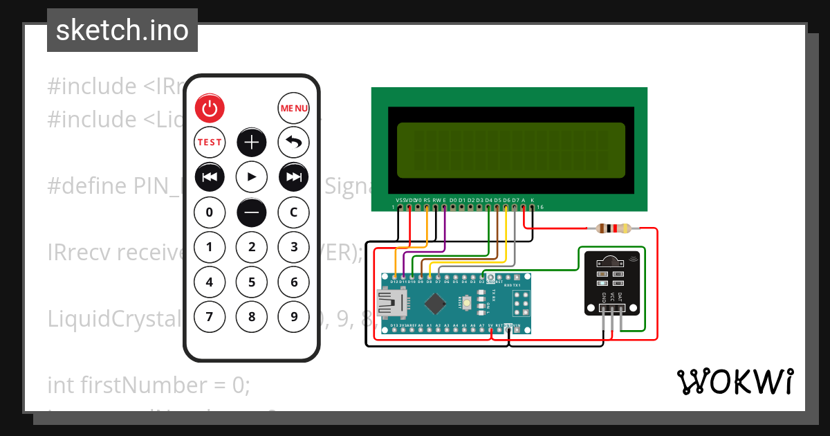 Assignment 13 - IR Remote (Total A+B) - Wokwi ESP32, STM32, Arduino Simulator