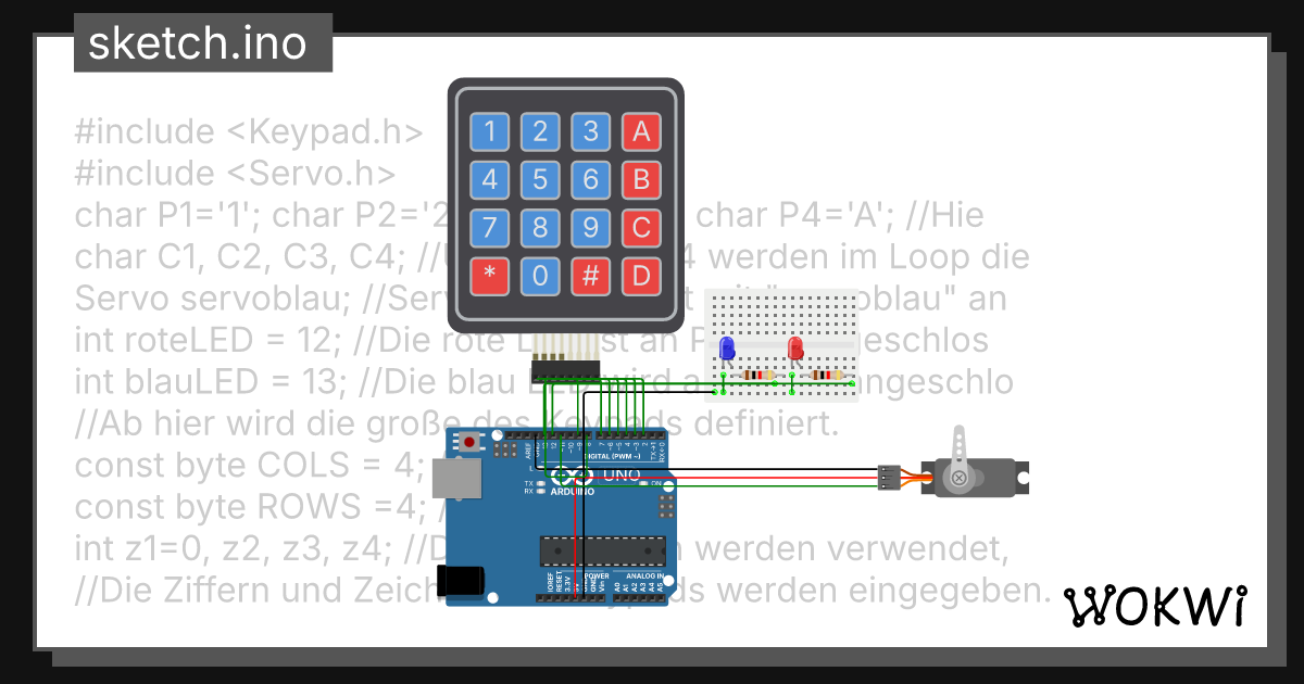Wolfram : Tastenfeld mit Schließsystem - Wokwi ESP32, STM32, Arduino ...