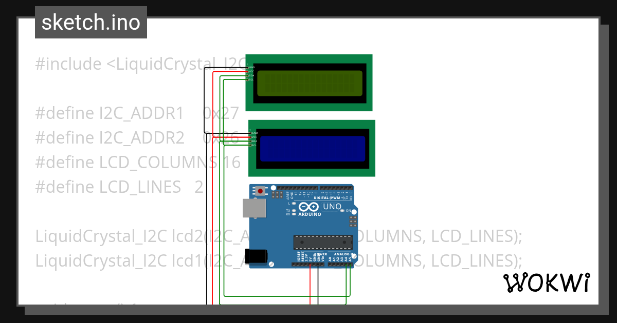Double LCD - Wokwi ESP32, STM32, Arduino Simulator