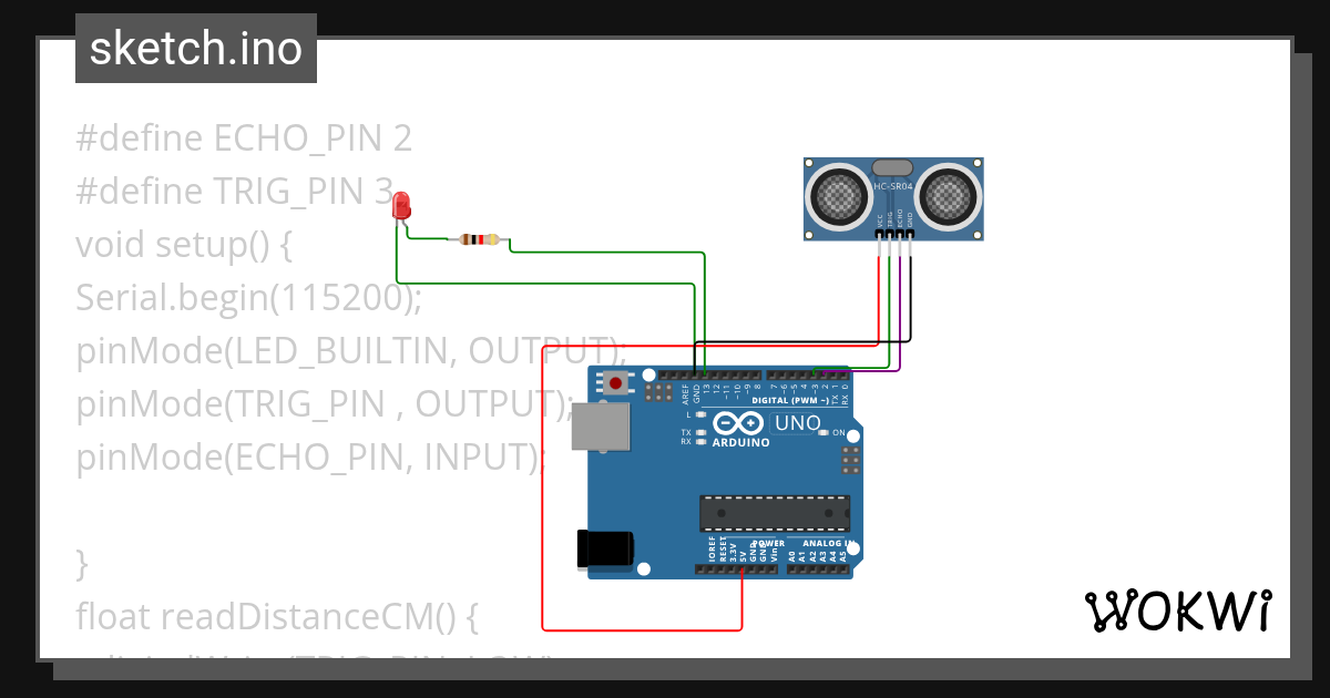 ultrasonic sensor 1 - Wokwi ESP32, STM32, Arduino Simulator