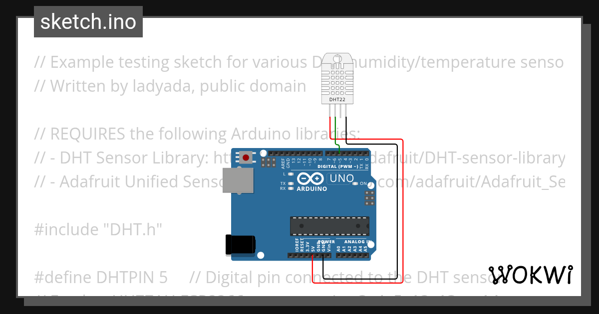 DHT22 + Arduino + Default - Wokwi ESP32, STM32, Arduino Simulator
