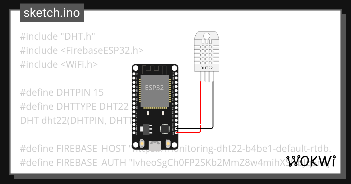 Monitoring DHT 22 Firebase - Wokwi ESP32, STM32, Arduino Simulator
