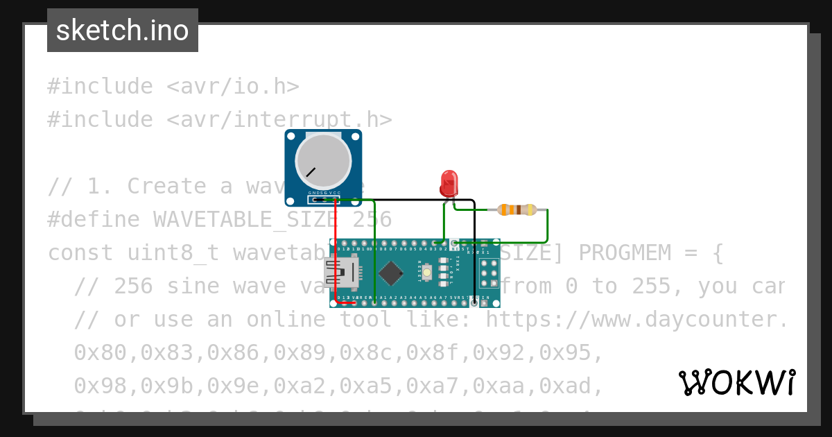 Simple Wavetable Synth Wokwi Esp32 Stm32 Arduino Simulator