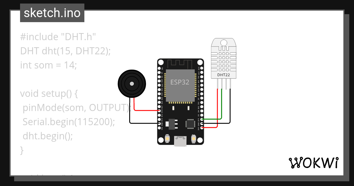 Sensor DHT e Buzzer- Fábio Eduardo e Arthur Freitas - Wokwi ESP32, STM32, Arduino Simulator
