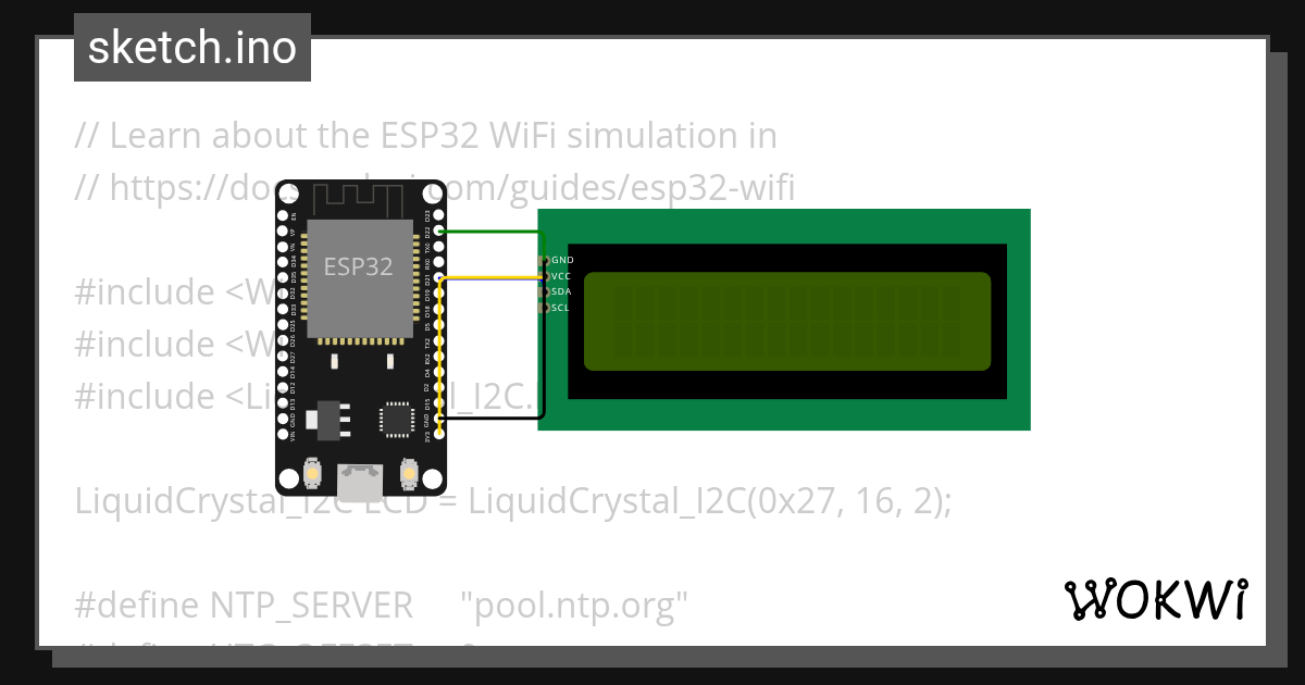 ESP32 NTP example - Wokwi ESP32, STM32, Arduino Simulator