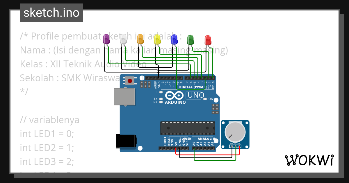 Running LED POT Zzz - Wokwi ESP32, STM32, Arduino Simulator