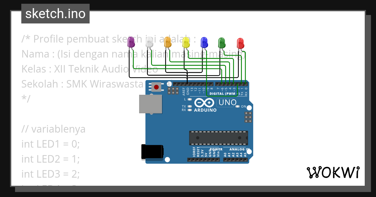Running Led Bolak Balik Wokwi Esp32 Stm32 Arduino Simulator 1214
