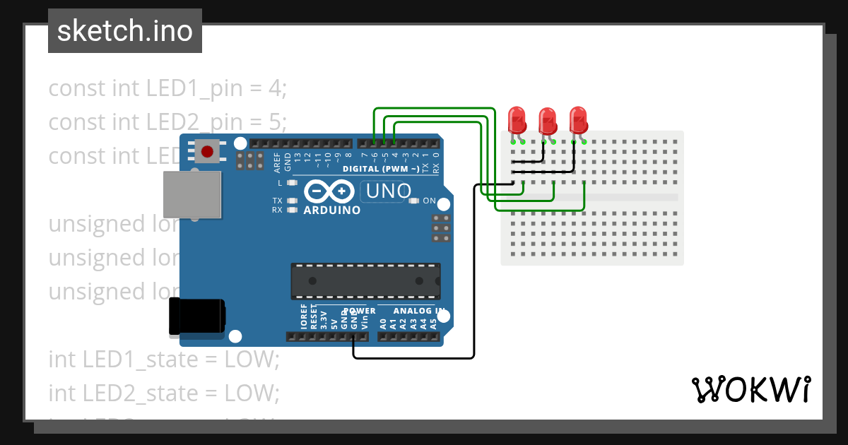 Control 3 Leds In 3 Different Cycles Rtos Wokwi Esp32 Stm32 Arduino Simulator 8143