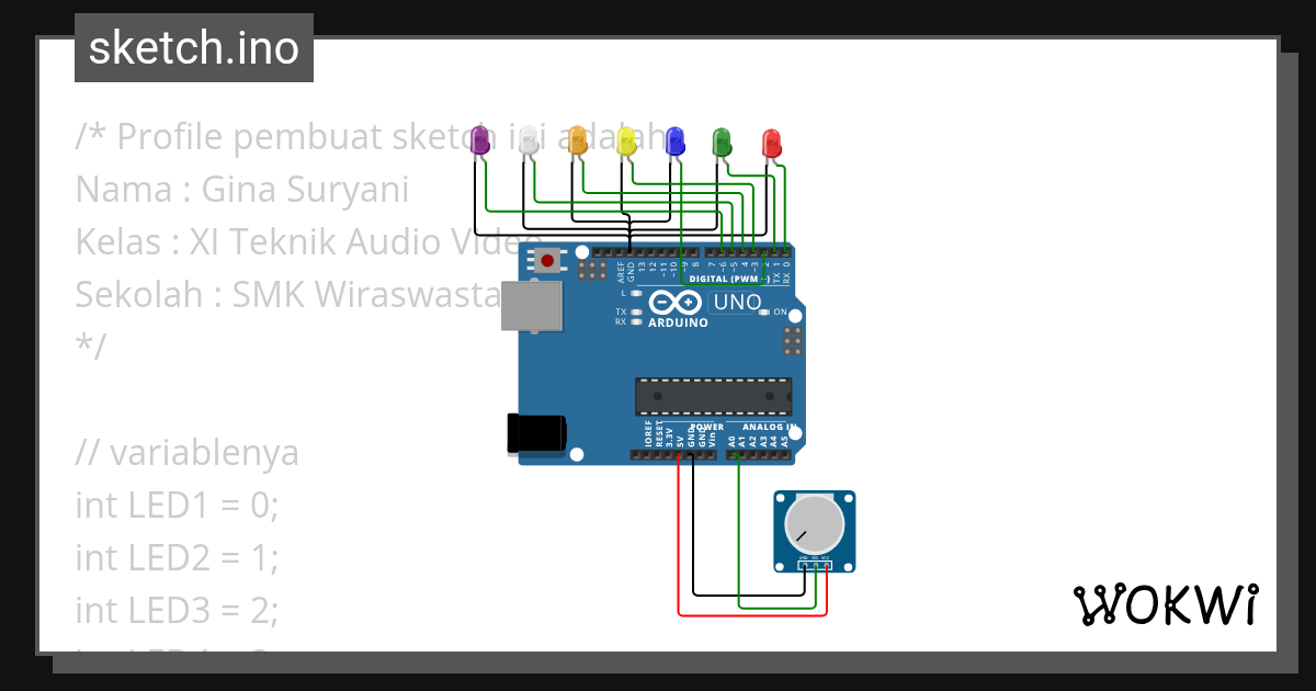 Gina Suryani led poten - Wokwi ESP32, STM32, Arduino Simulator