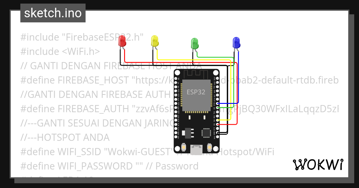 KONTROL LED 4 - Wokwi ESP32, STM32, Arduino Simulator