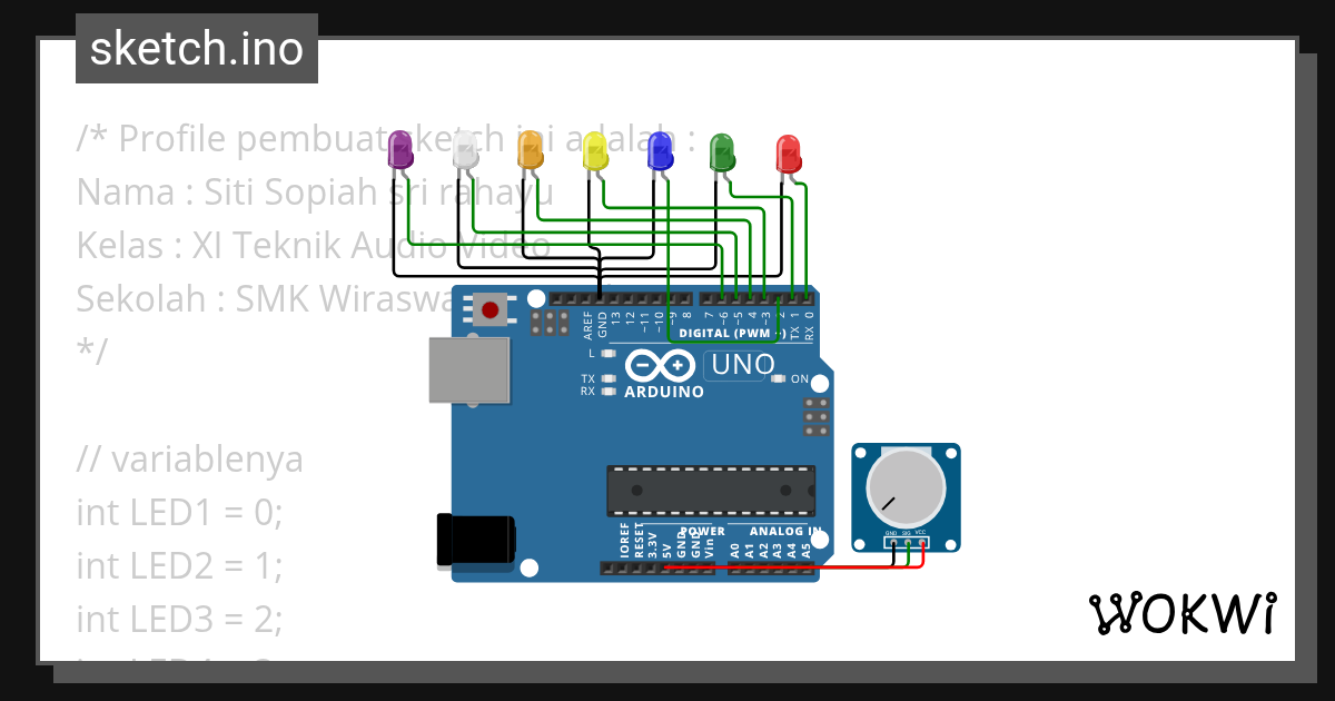 Running LED SITI - Wokwi ESP32, STM32, Arduino Simulator