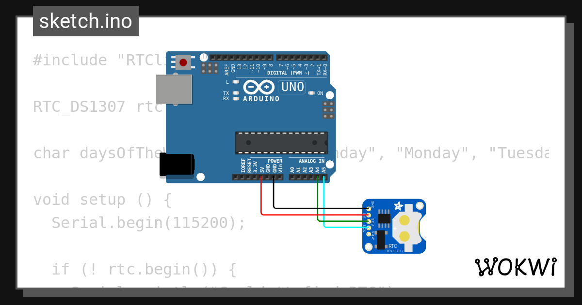 5displaying Date On Serial Monitor Using Arduino Board Wokwi Esp32 Stm32 Arduino Simulator
