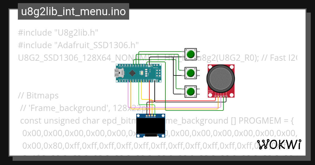 Inter_menu.ino funkční zkušební - Wokwi ESP32, STM32, Arduino Simulator