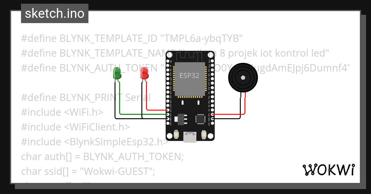 LATIHAN 8, IOT LED & BUZZER - Wokwi ESP32, STM32, Arduino Simulator