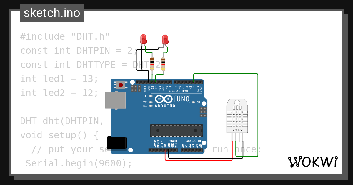 Cảm Biến Nhiệt độ Với Bóng đèn Wokwi Esp32 Stm32 Arduino Simulator 2232