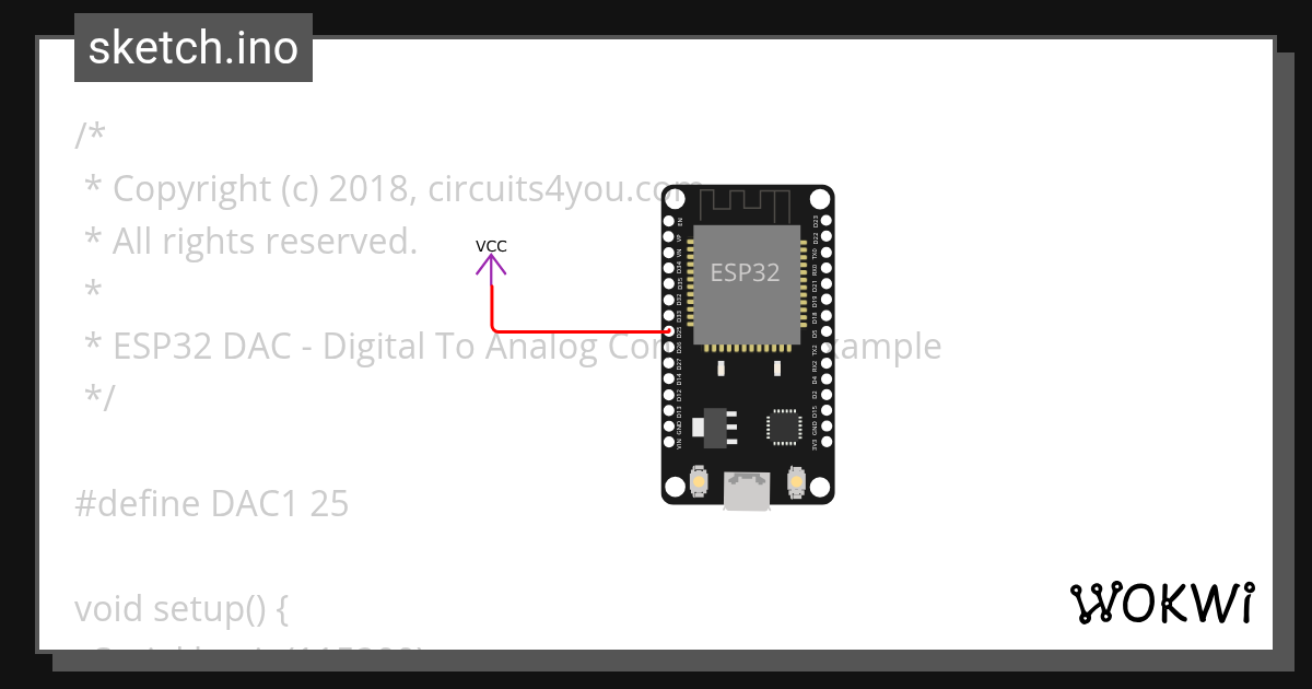DAC example - Wokwi ESP32, STM32, Arduino Simulator