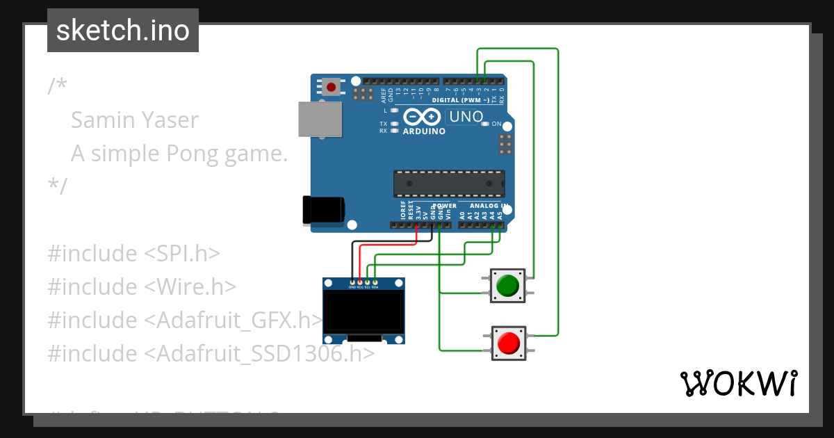 pong uno - Wokwi ESP32, STM32, Arduino Simulator