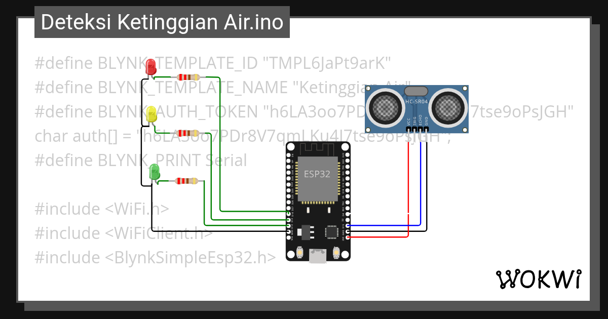 Monitoring Ketinggian Air - Wokwi ESP32, STM32, Arduino Simulator