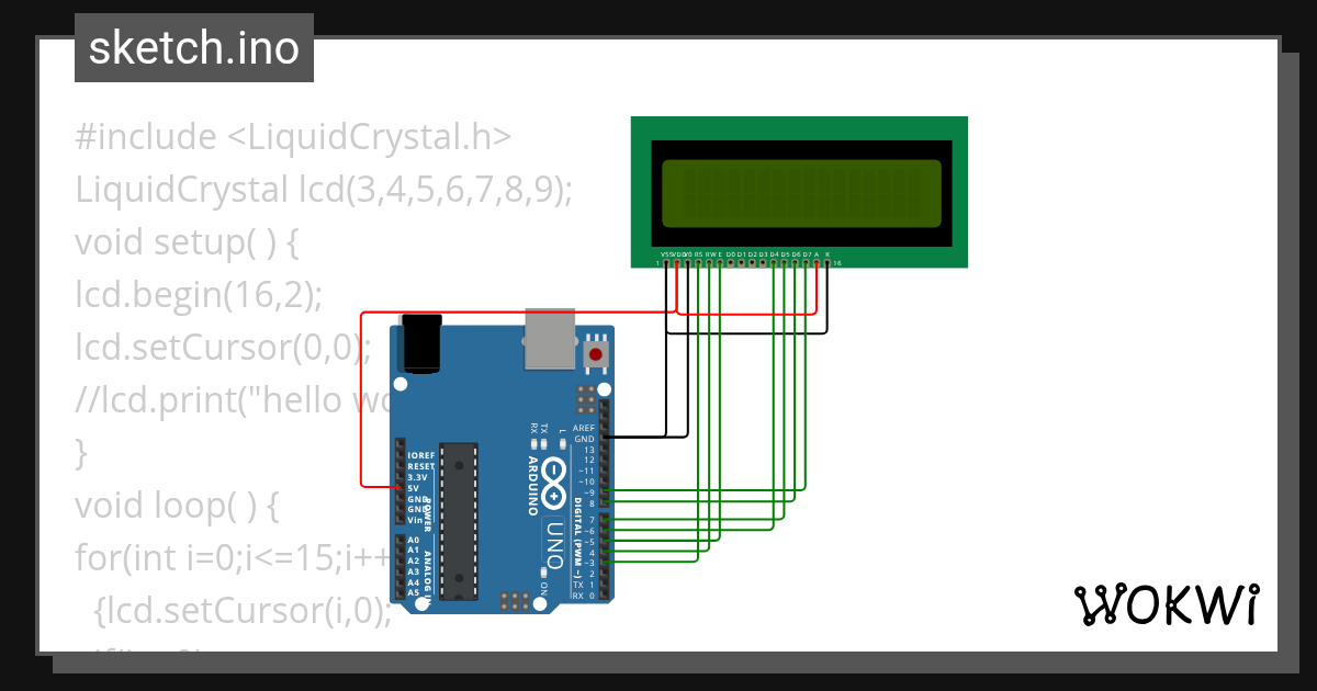 液晶显示 - Wokwi ESP32, STM32, Arduino Simulator