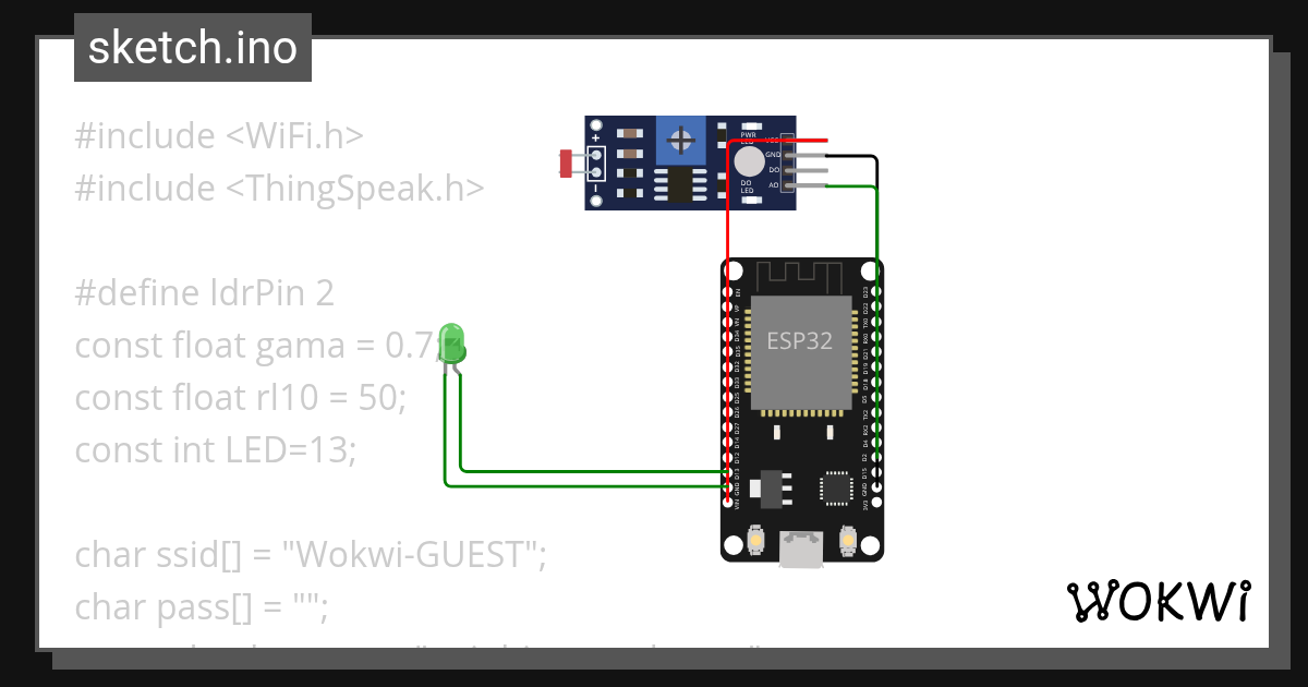LDR - Wokwi ESP32, STM32, Arduino Simulator