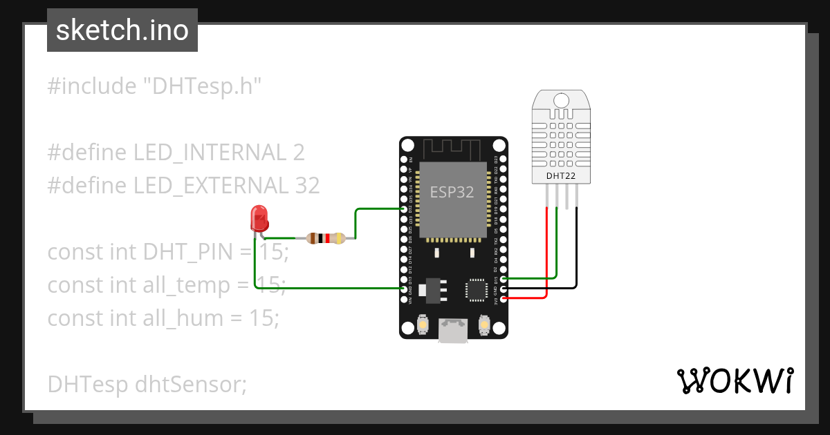 ESP32 + DHT 22 Sensor LAB4 - Wokwi ESP32, STM32, Arduino Simulator