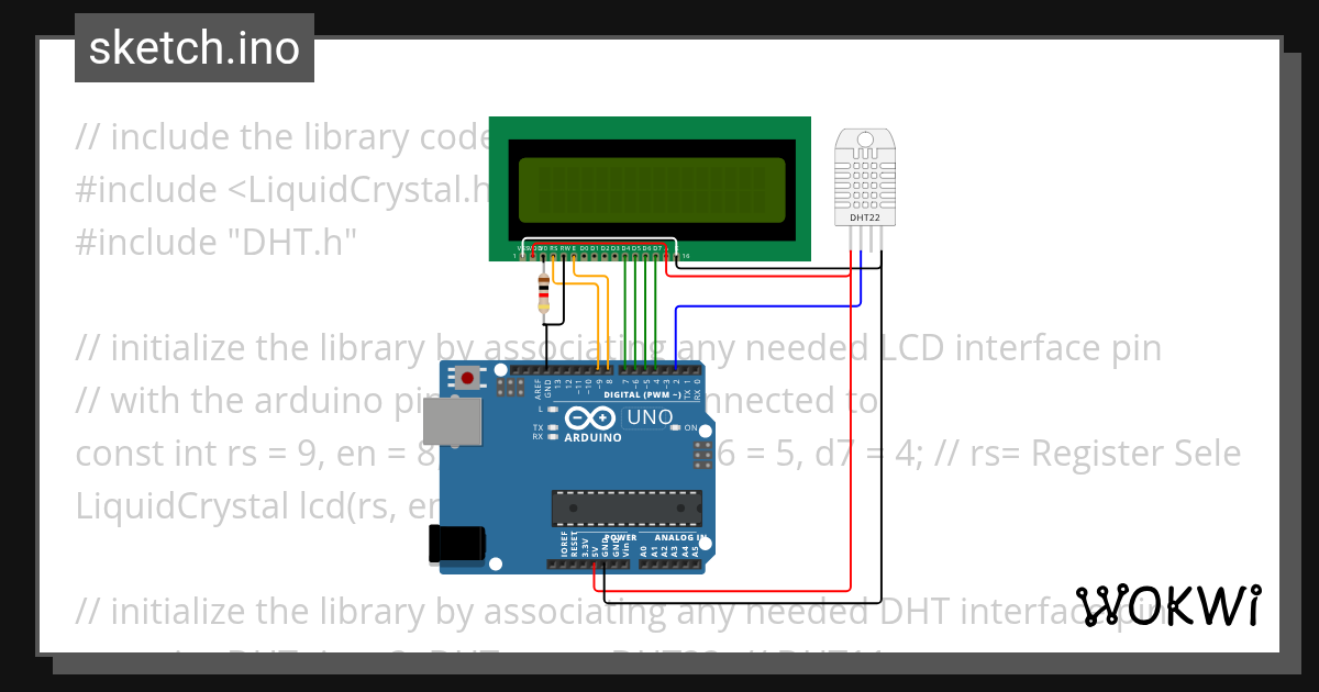 DHT22/11 & LCD1602 Interfacing with Arduino UNO - Wokwi ESP32, STM32 ...