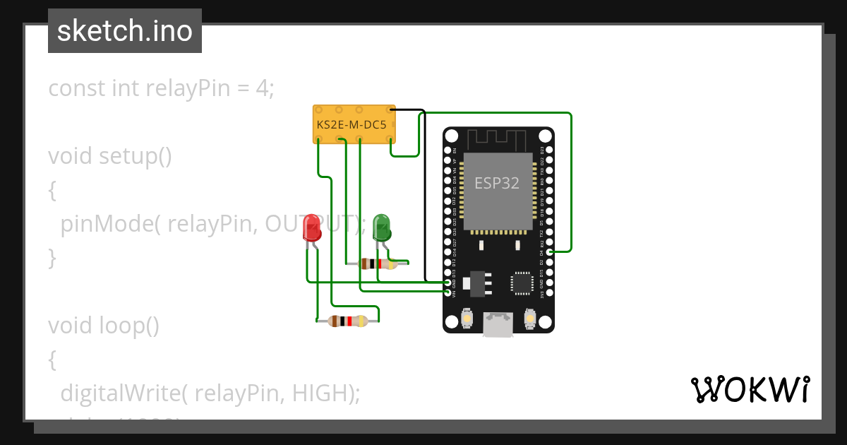 ESP32 with relay - Wokwi ESP32, STM32, Arduino Simulator