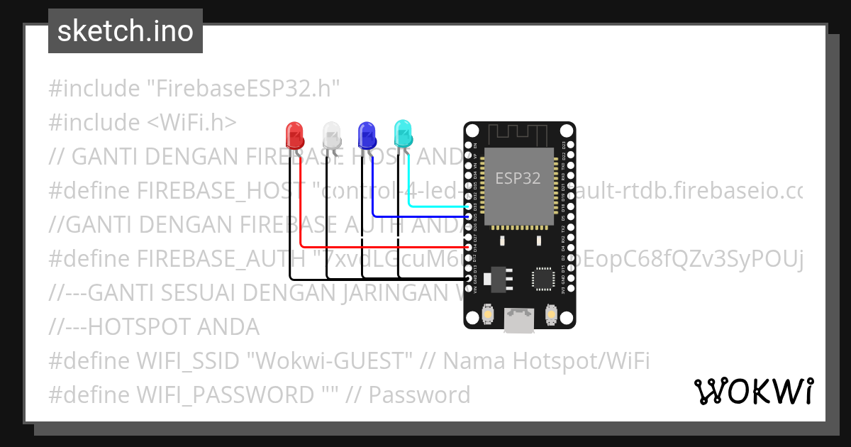 control led 4 - Wokwi ESP32, STM32, Arduino Simulator