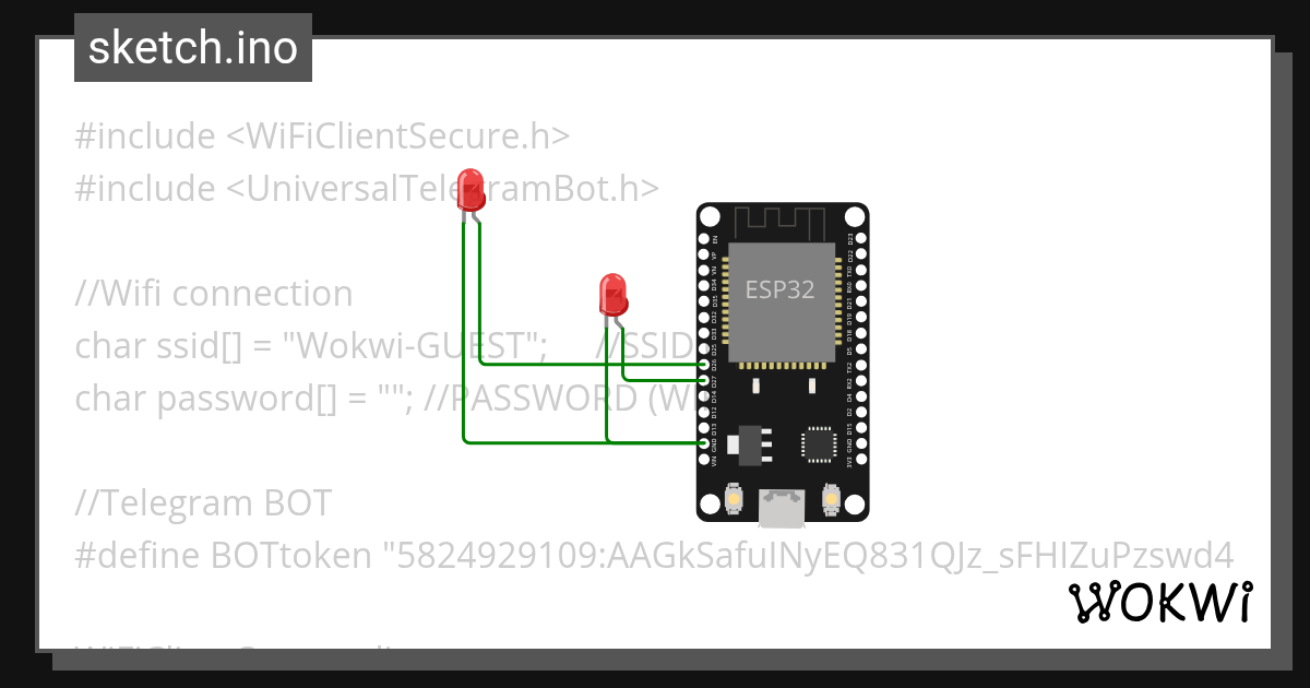 2 led telegram bot Copy - Wokwi ESP32, STM32, Arduino Simulator