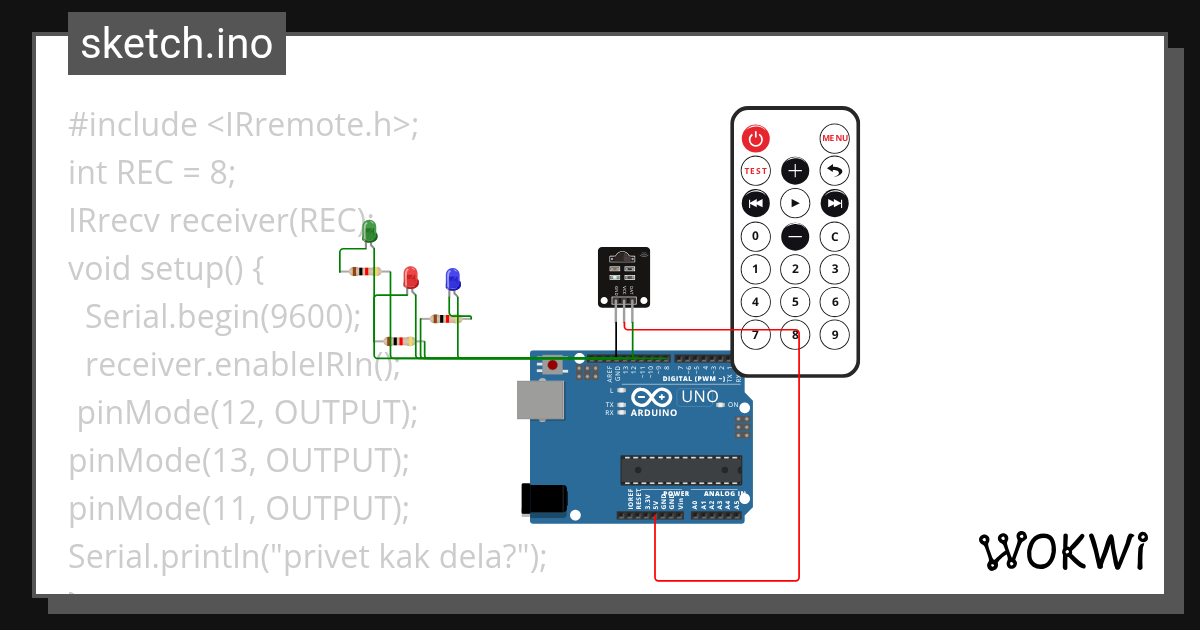 IRrecv reciver - Wokwi ESP32, STM32, Arduino Simulator