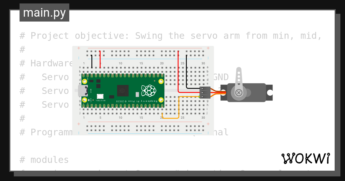 Servo Using Picozero Wokwi Esp32 Stm32 Arduino Simulator