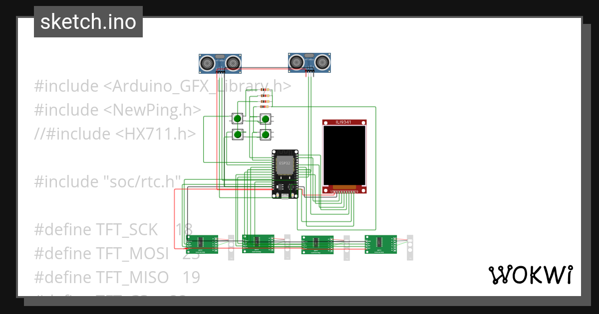ILI9341_esp32_loadcell_ultrasonic3 - Wokwi ESP32, STM32, Arduino Simulator