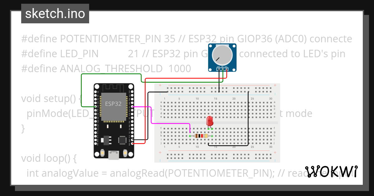 Potentiometer With Led In Esp32 Wokwi Esp32 Stm32 Arduino Simulator