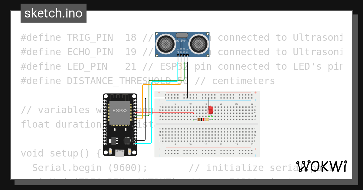 Ultrasonic With Led In Esp32 Wokwi Esp32 Stm32 Arduino Simulator 9086