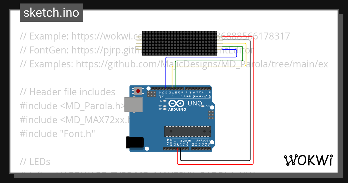 cloc max72xx - Wokwi ESP32, STM32, Arduino Simulator