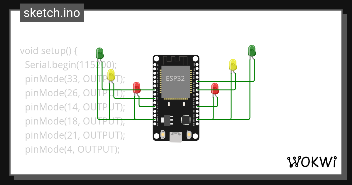 Traffic Light Wokwi Esp32 Stm32 Arduino Simulator 
