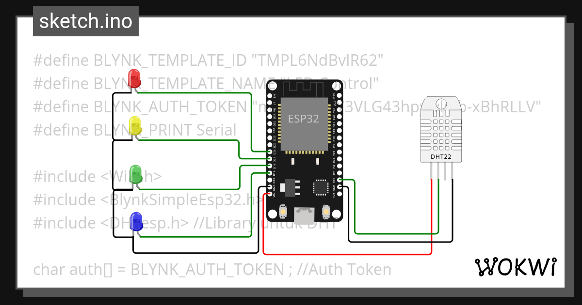 21031016_Lelly Nur Andjani_Pemograman LED Control 4 Lampu Dengan Sensor DHT 22 - Wokwi ESP32 ...