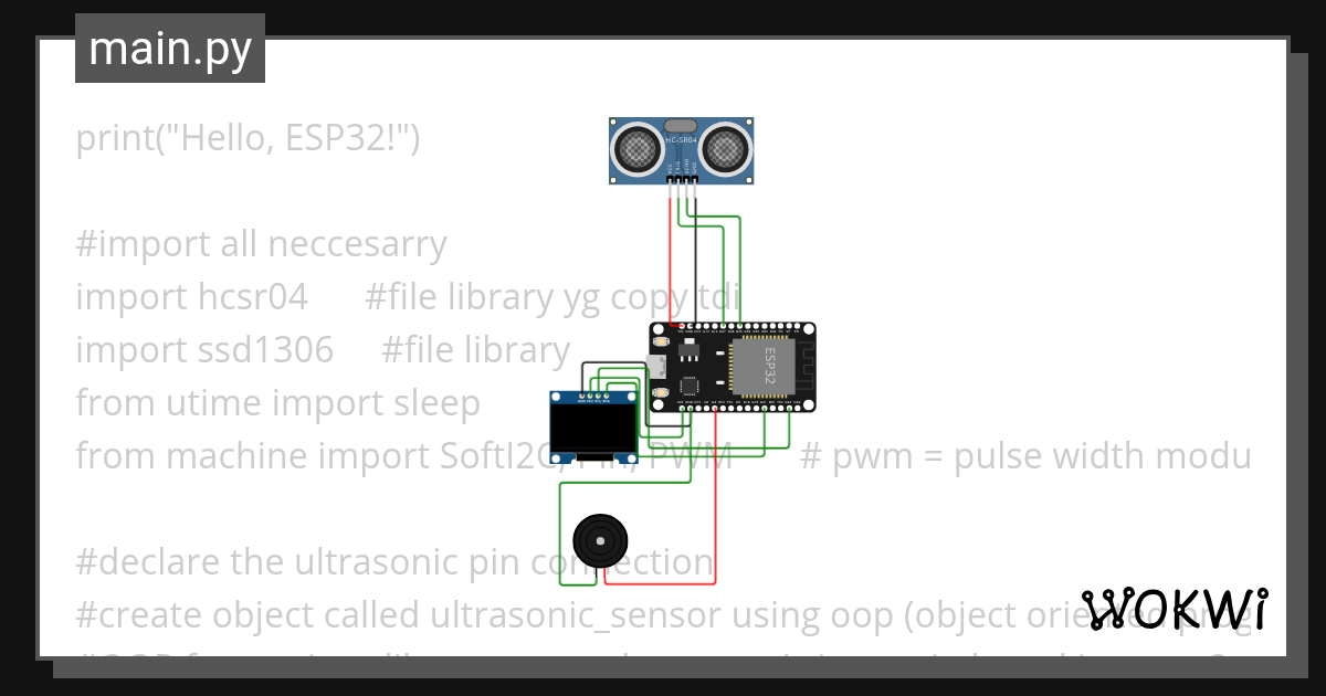 Esp Ultrasonic Oled Wokwi Esp32 Stm32 Arduino Simulator