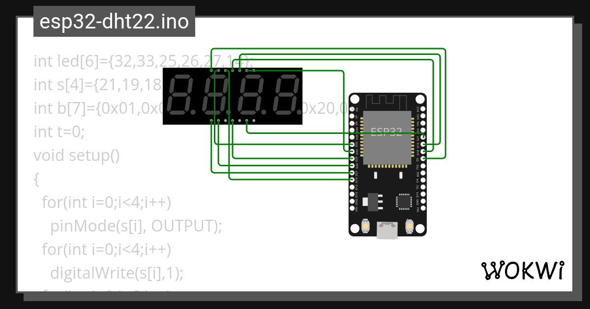 四位元七段顯示器繞圈 Wokwi Arduino And Esp32 Simulator 0839