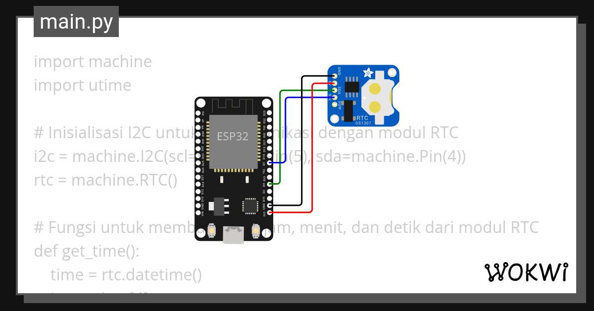 RTC dengan Micropython - Wokwi ESP32, STM32, Arduino Simulator