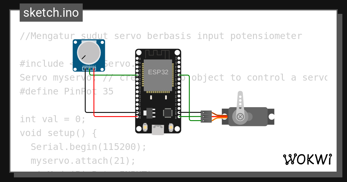 Mini Task 1 Mengatur Sudut Servo Dengan Potensiometer Wokwi Esp32 Stm32 Arduino Simulator