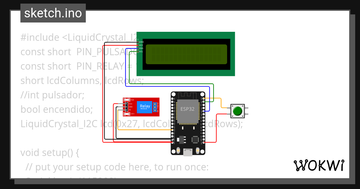 Pulsador Enciende Led Y Relay Copy Wokwi Esp32 Stm32 Arduino Simulator 2017