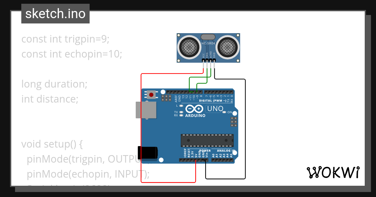 Ultrasonic sensor - Wokwi ESP32, STM32, Arduino Simulator